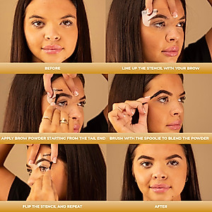 Fab Brows Duo Eyebrow Kit, Ultimate Brow Stencil Kit with Compact Powder Mirror and Eyebrow Shaper, Waterproof Eye Makeup Contour Palette Set for Eyebrow, Eyebrow Cosmetics, (Light/Medium Brown)