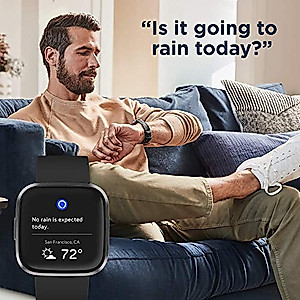 Fitbit Versa 2 Health & Fitness Smartwatch with Heart Rate, Music, Alexa Built-in, Sleep & Swim Tracking, Black/Carbon, One Size (S & L Bands Included) (Renewed)