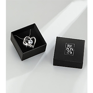 REJOY24 Heart Pendant Goodluck Necklace made of Brass, Platinum Plated coating with Shiny Rhinestone (Box included)