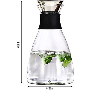 WUWEOT 50 OZ Glass Carafe, Water Carafe Jug Beverage Pitcher with Lid for Cold Water, Hot Water, Milk, Coffee, Serving Wine, Homemade Iced Tea and Juice, Heat Resistant Borosilicate