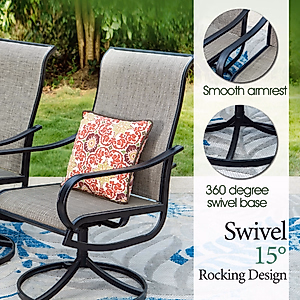 Sophia & William Patio Dining Set 5 Pieces Outdoor Furniture Set, 4 Swivel Chairs Textilene 1 Square 37"x 37" Umbrella Table for Outdoor Garden Lawn Pool Easy to Care Weather Resistant