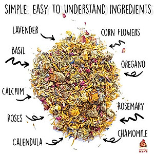 Pampered Chicken Mama Backyard Chicken Nesting Herbs for Great Eggs 10 oz - All-Natural Backyard Chicken Feed Supplies - Hen Treats for The Best Eggs Ever - High Calcium Supplement for Chickens