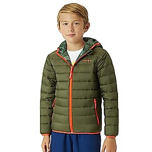 Eddie Bauer Kids' Reversible Jacket - Weather Resistant Quilted Down Coat for Boys and Girls (3-20), Size 5-6, Olive
