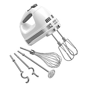 KitchenAid 9-Speed Digital Hand Mixer with Turbo Beater II Accessories and Pro Whisk - White
