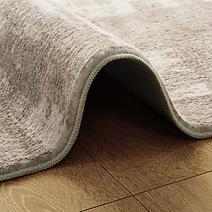 Area Rug Living Room Rugs 8x10 Washable: Indoor Soft Low Shaggy Fluffy Pile Carpet Abstract Decor Large for Bedroom Dining Room Under Kitchen Table Home Office - Beige/Ivory