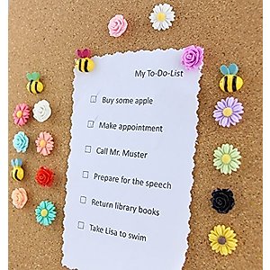 Yalis 24 Pcs Decorative Thumbtacks Colorful Floret and Bees Pushpins for Feature Wall, Whiteboard, Corkboard, Photo Wall