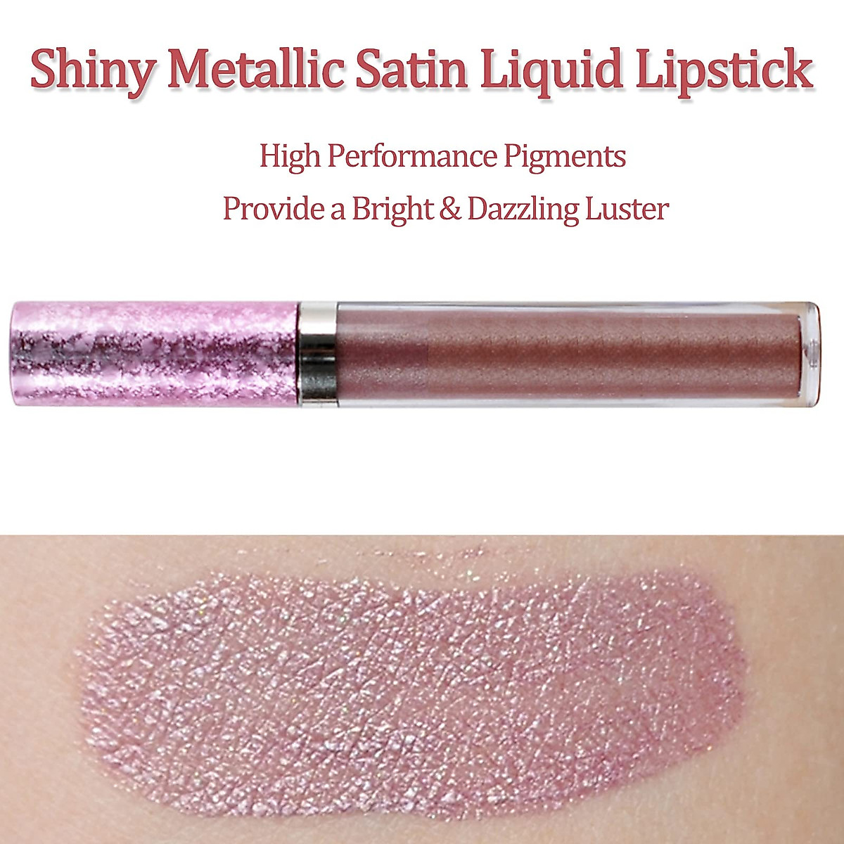 Shiny Metallic Satin Liquid Lipstick, Lipstick for Women Daily Use Moisturizing Lip Gloss, Long-Lasting Lipstick 24 Hour Waterproof Shiny Matte Non Stick Cup Lip Gloss, Colorful Long Wear Lipstick(06)