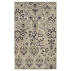 Superior 8mm Pile Height with Jute Backing, Gorgeous Patchworked Damask Design, Fashionable and Affordable Woven Rugs, 8' x 10' Rug, Beige