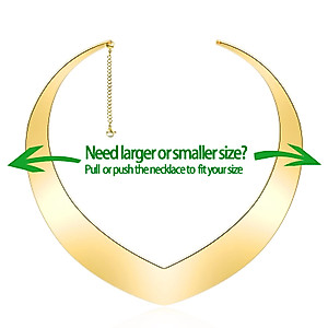 Gifytel Halloween Costume Princess Gold Necklace and Earrings Collar Bib Simple Statement Necklace Jewelry Dangle Large Big Teardrop Earrings Party Costumes Accessories for Women