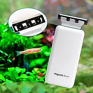 KEDSUM Magnetic Aquarium Fish Tank Cleaner, 2-in-1 Fish Tank Glass Cleaner, Floating Scrubber Clean Brush with 2 Blades [Scratch-Free, Non-Slip, magnetizing]