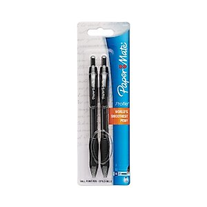 Paper Mate Profile Retractable Ballpoint Pens, 2 Black Ink Pens (89468)
