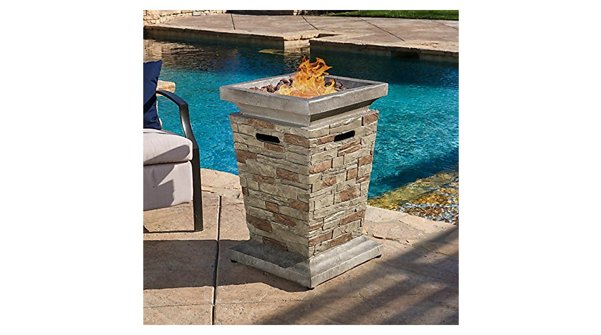 Natural Stone Fire Column - 40,000 BTU | Christopher Knight