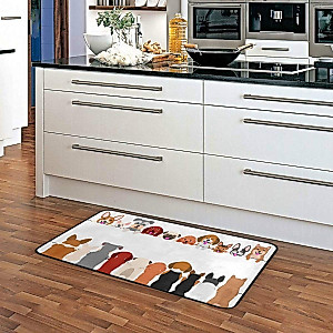 Cute Pet Puppy Illustration Kitchen Rugs Floor Mat Anti Fatigue Kitchen Mats Non Skid Washable Bath Rug Runner Doormats Carpet Sink Mat Home Decor 39 X 20 inch