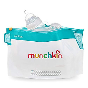 Munchkin® Sterilize™ Microwave Bottle Sterilizer Bags, Eliminates up to 99.9% of Common Bacteria, 30 Uses per Bag, 6 Pack