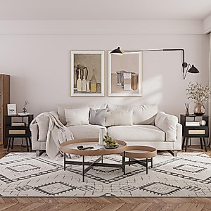 Aobafuir Wood Nightstand, Night Stand for Bedroom, Bedside Table with Drawers, Farmhouse End Table with Storage for Living Room (Modern)