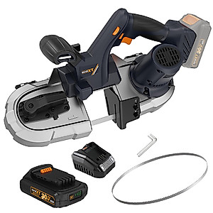 Bandsaw Cordless, MAXXT 2-1/2 inch Brushless Power Metal Bandsaw 20V MAX 2.5" Cutting Capacity 6 Speeds Adjustable, No Hot Sparks When Cutting Metal, Portable BandSaw for Deep Cut