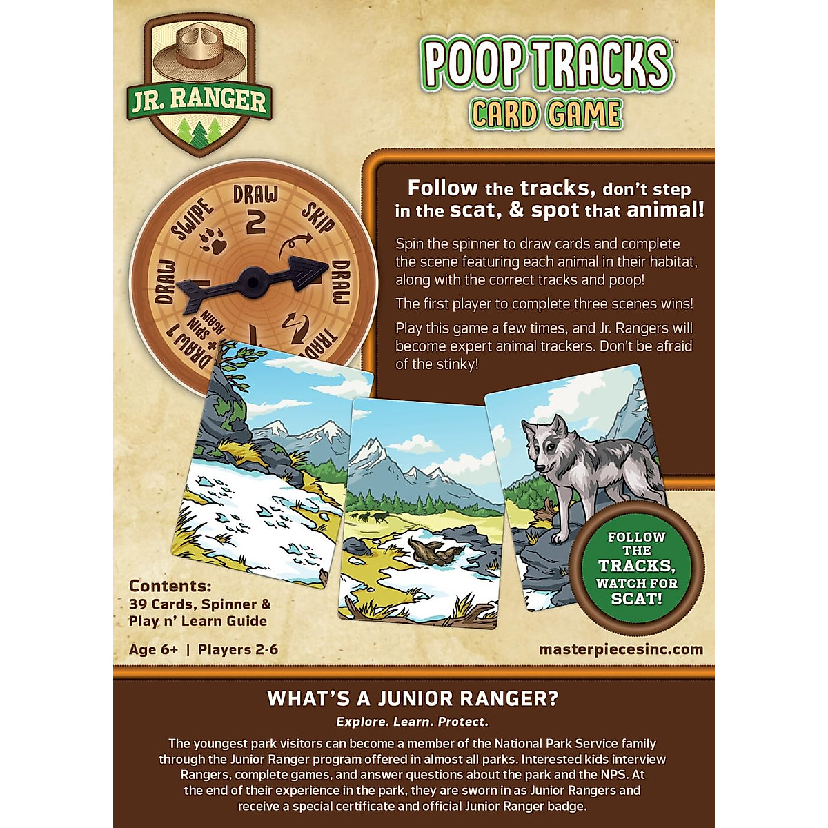 Masterpieces Jr Ranger Poop Tracks Card Game, Ages 6+, 2-6 Players, Medium