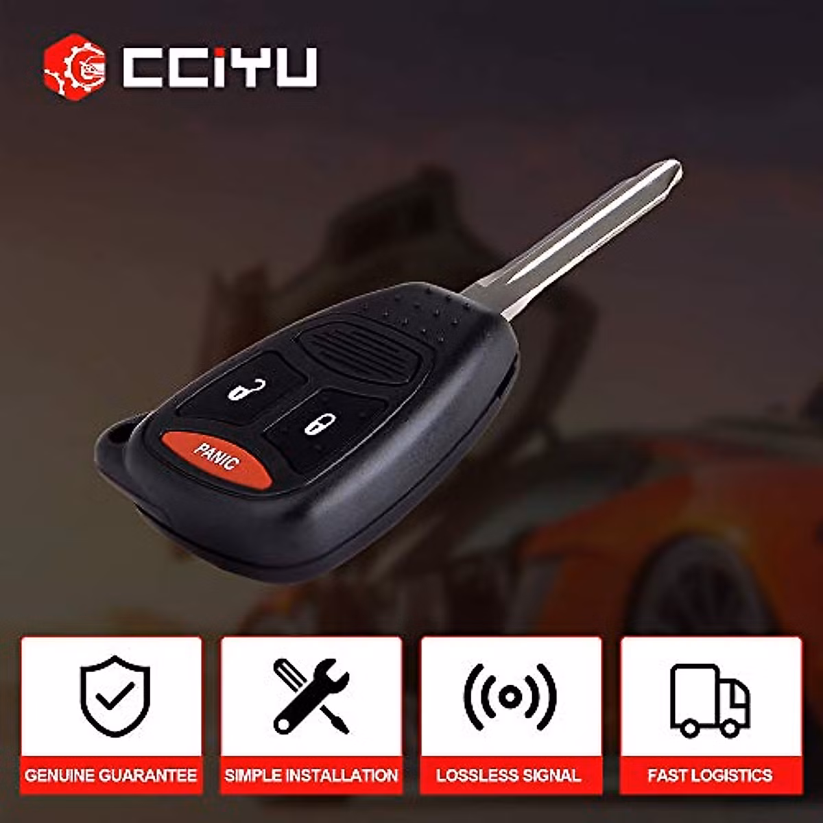 CCIYU Replacement Keyless Entry Remote Control Car Key Fob 1 X 4 Buttons for for D odge/for for J eep/for Mitsubishi/for C hrysler Series KOBDT04A
