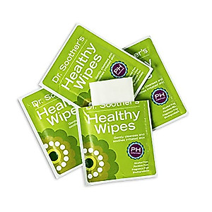 Dr. Soother's Healthy Wipes - PH Balanced Feminine Hygiene Wipes - Unscented - Hypoallergenic - Alcohol & Fragrance Free - 60 Individually Wrapped Cleansing Wipes for Women & Girls