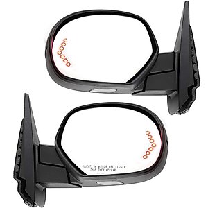 Kool Vue Power Heated Mirrors for Chevrolet Silverado 1500 GMC Sierra 1500 2007-2013 Power Fold With Signal Light & Puddle Lamp; Without Blind Spot, Memory & Auto-Dimming with 2 Caps Pair New Body