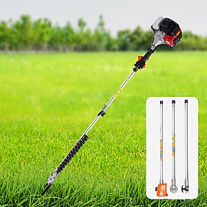Cordless Trimmer, 10 in 1 52cc Hedge Strimmer Telescopic Rod String Trimmer, 2 Stroke Engine Trimmer and Brush Cutter Blade Power Trimming Tools for Garden Lawn Care and Tree Trimming