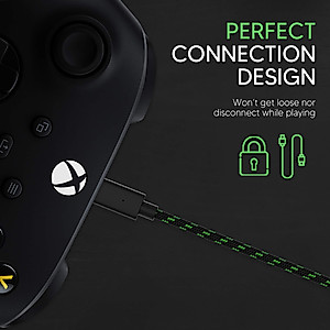TALK WORKS Dual Xbox Controller Charger Cord for Series X, Series S - 10' Nylon Braided USB C Charging Cable, Charges 2 Controls/Devices at Once