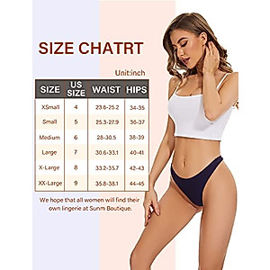 Sunm Boutique 5 Pack Seamless Thongs for Women No Show Thongs Nylon Stretch Thong Panties Underwear S-XL