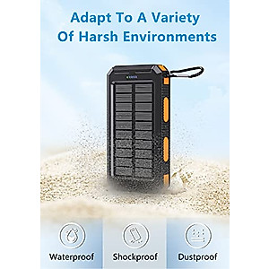 Solar Power Bank, Solar Charger, 25000mAh Portable Charger External Battery Pack with Dual DC 5V USB-A Outputs Ports Compatible with iPhone, Samsung Galaxy, Bright LED Flashlight Perfect for Camping