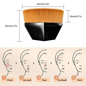 4+1 Pcs Velour Triangle Powder Puff and Kabuki Foundation Brush for Face Makeup Eyes Contouring Bod for Mixed Liquid Cream Flawless Loose Powder Cosmetic Foundation Makeup Tool Black & Nude
