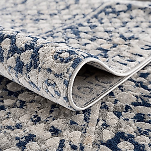 Bloom Rugs Troya Gray/Blue 8x10 Rug - Modern Abstract Area Rug for Living Room, Bedroom, Dining Room, and Kitchen - Exact size: 7'5" x 10'