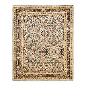 Solo Rugs One of a Kind Hand Knotted Hand Made Wool Traditional Floral Mogul Gray 8 x 10 Area Rug