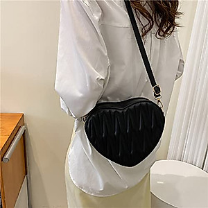 Fashion Heart Quilted Purses Shoulder Crossbody Handbags Evening Clutch Cellphone Wallet Purse for women (black)