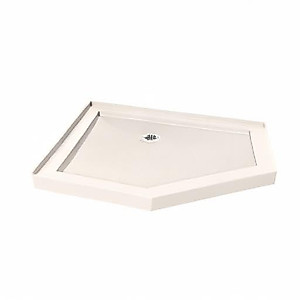 DreamLine SlimLine 42 in. D x 42 in. W x 2 3/4 in. H Corner Drain Neo-Angle Shower Base in Biscuit, DLT-2042420-22
