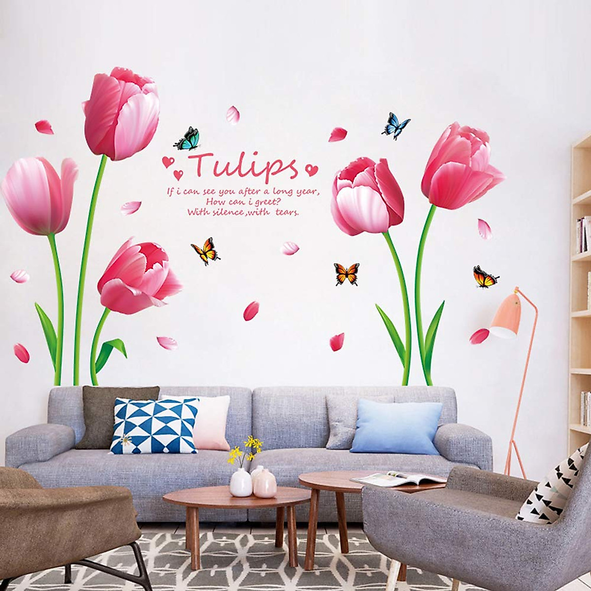 fanmaosdf Flower Wall Sticker,Flower Tulip Removable Wall Sticker DIY Decal Living Kids Room Decor