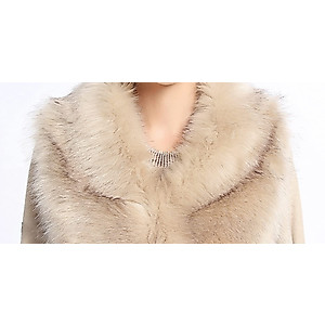 New Deve Newdeve Bridal Capes Shawls Winter Fall Warm Faux Fur Open Wraps Knitted Plus Sizes Sweater Evening Party Cloaks, Khaki, Standard