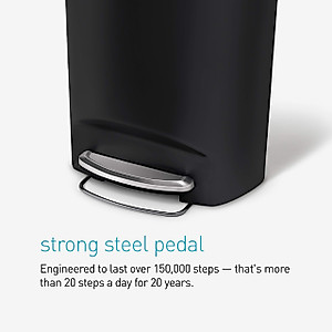 simplehuman 50 Liter / 13 Gallon Semi-Round Kitchen Step Trash Can with Secure Slide Lock, Mocha Plastic