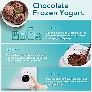 EUHOMY 1 Quart Auto Ice Cream Maker with Compressor, No Pre-freezing, 3 Modes Gelato Maker, Keep Cool Function, Easy-to-Clean, Frozen Yogurt Machine for Ice Cream/Frozen Yogurt/Gelato. (White)