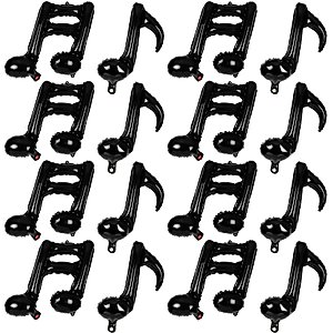18 PCS Black Note Balloons, 16 Inch Music Balloons, Black Music Note Foil Balloons for Birthday Baby Shower Music Themed Party Concert Band Bar Party Decoration