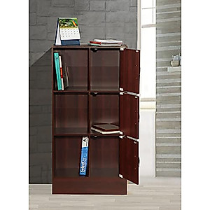 Contemporary Home Living 47" Mahogany Brown Multipurpose Bookcase with Doors