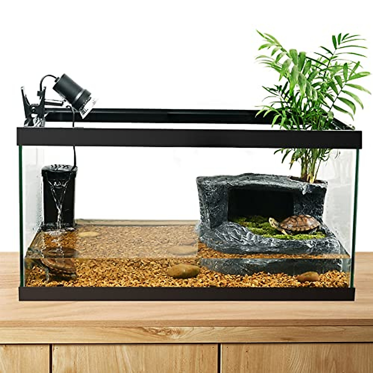 Flushbay Turtle Basking Platform Tortoise Resting Rock Climbing Rock Resin Aquarium Landscape Rock Decoration Reptile Habitat Ornament for Turtle, Newt, Frog, Lizard, Bearded Dragons