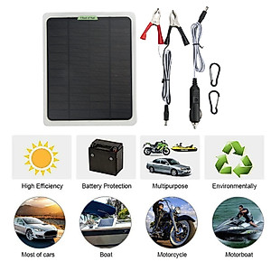 KIMISS Solar Panel Battery Kit, Portable Solar Battery Kit 12V 20W Monocrystalline Dual USB Output Battery Maintainer for RV Car Boat