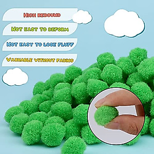150 Pieces Pom Poms, 1 Inch Green Craft Pom Poms, Christmas Fuzzy Pompom Puff Balls, Small Pom Pom Balls for DIY Arts, Crafts Projects, Christmas Home Decorations