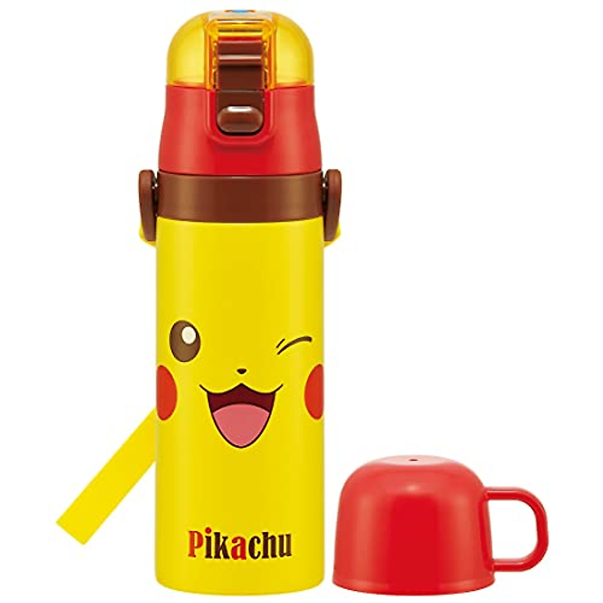 Skater SKDC4-A Children's 2-Way Stainless Steel Water Bottle with Cup, Pikachu, 21 Face, Pokemon, 15.2 fl oz (430 ml)