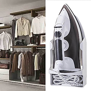 Iron Board Wall Mount, Wall Mount Ironing Boards, Iron Holder Wall Mounted Heat Resistant Widened Electric Iron Organizer with Hooks for Closet Hotel White