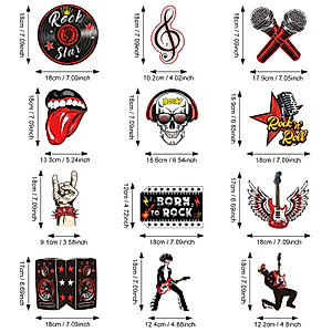 Zonon 53 Pieces Rock and Roll Theme Party Decorations, Guitar Record Sign Rock Star Music Party Hanging Swirls Ceiling Decor for 50's 60's Rock Music Theme Party Favors Supplies