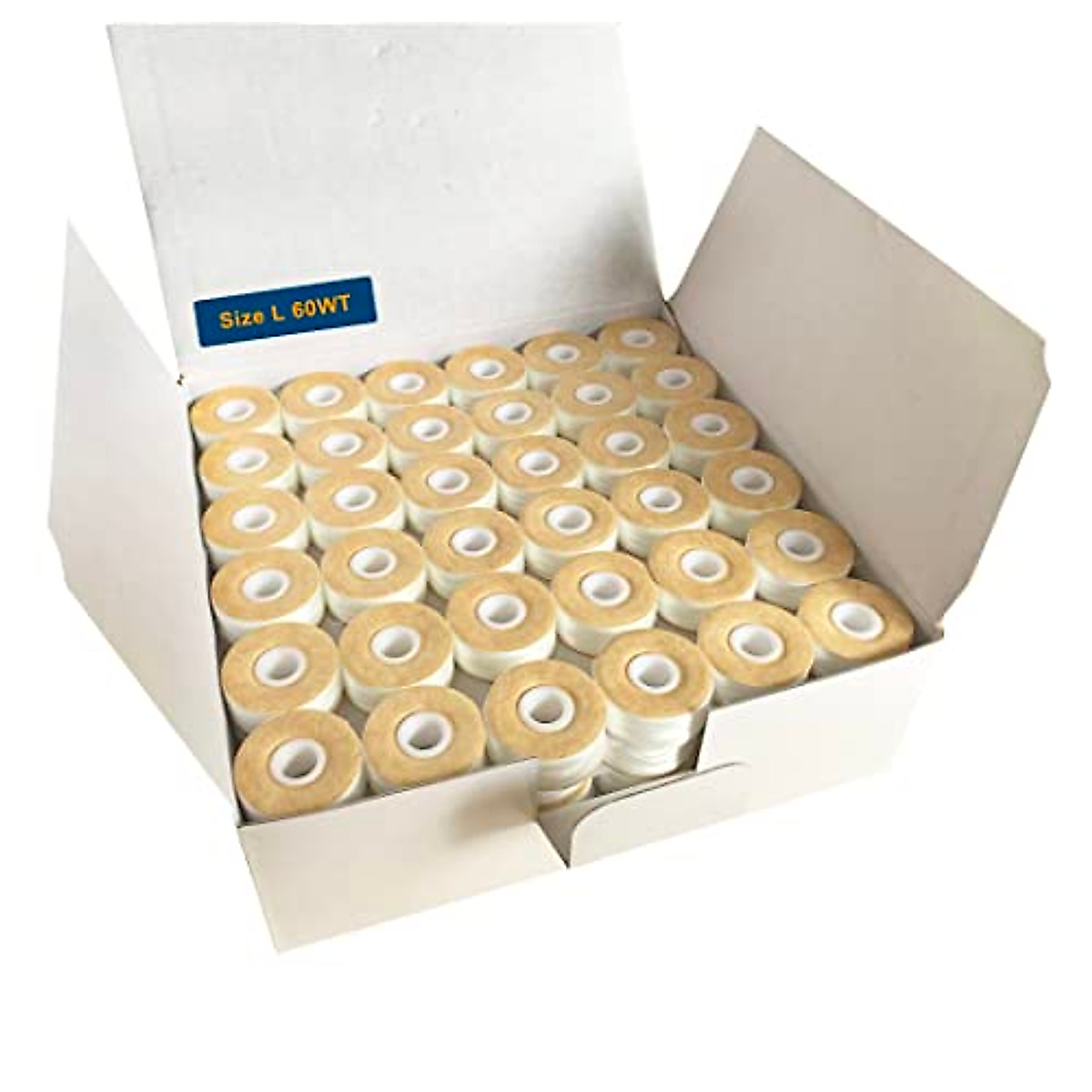 HimaPro 144 White Prewound Bobbins for Embroidery Machines Size L (SA155) Cardboard Sided Good for Brother, Babylock, Janome, Bernina, Husqvarna, Pfaff Embroidery Machines Etc (White) - 60 Weight