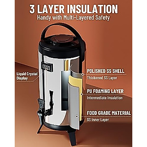 WantJoin Insulated Beverage Dispenser-75 Cup Hot&Cold water Urn for Catering-Stainless Steel Premium 12 L/3.2 Gallon Hot Drink Dispenser with Spigot for Coffee & Hot tea,Cold Milk,Water,Juice(Silver)