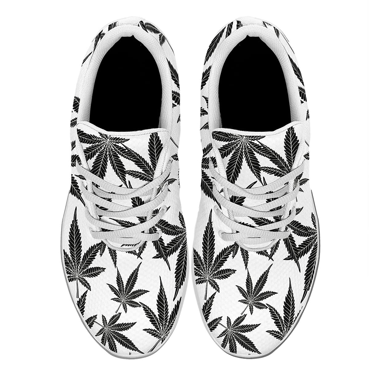 Unisex Marijuana Leaf Shoes Fashion Weed 420 Sneakers Mesh Walking Athletic Cannabis Shoes for Men Women White Size 6
