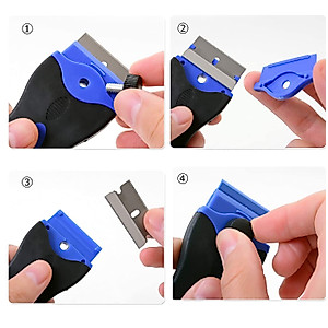 2PACK Razor Blade Scraper Tool with 30Pcs Stainless Steel Blades for Glass Stovetops Cooktop Ceramic Metal Tape Paint Glue Stickers Removal Tool Window Spatula Decal Quickly Remover without Scratch