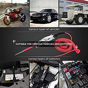 Premium LED Bulb Automotive Circuit Tester, 6-24V Test Light with 135 Inch PU Extended Spring Wire, Sharp Hard Steel Probe Vehicle Circuits Low DC Voltage Light Tester